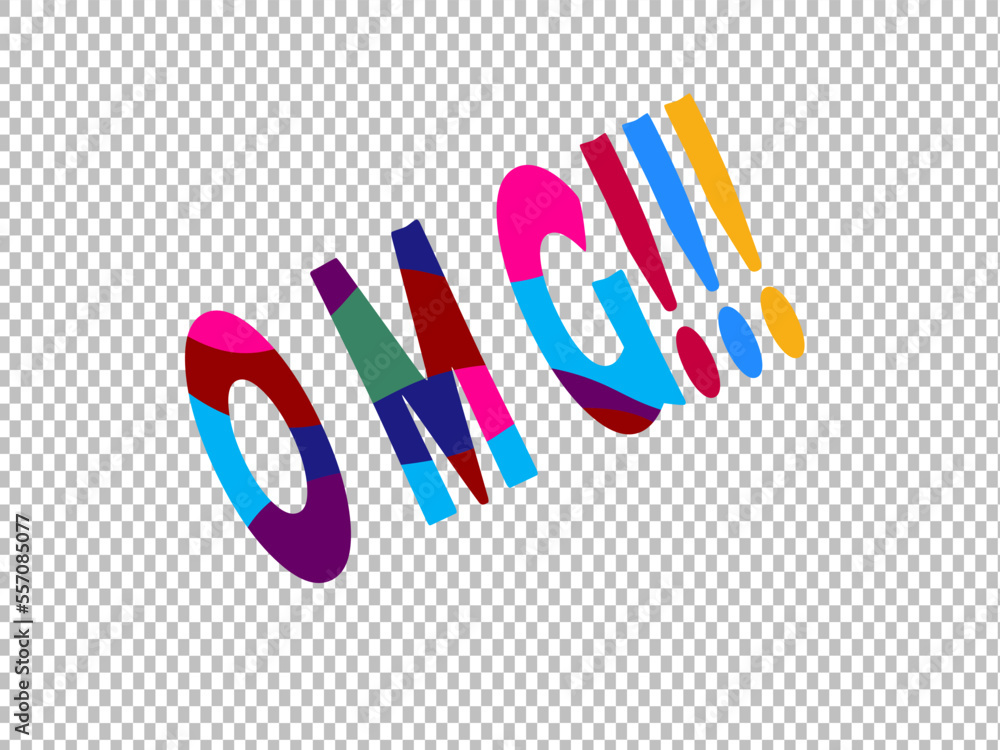 Colorful lettering OMG on transparent background Stock Vector | Adobe Stock