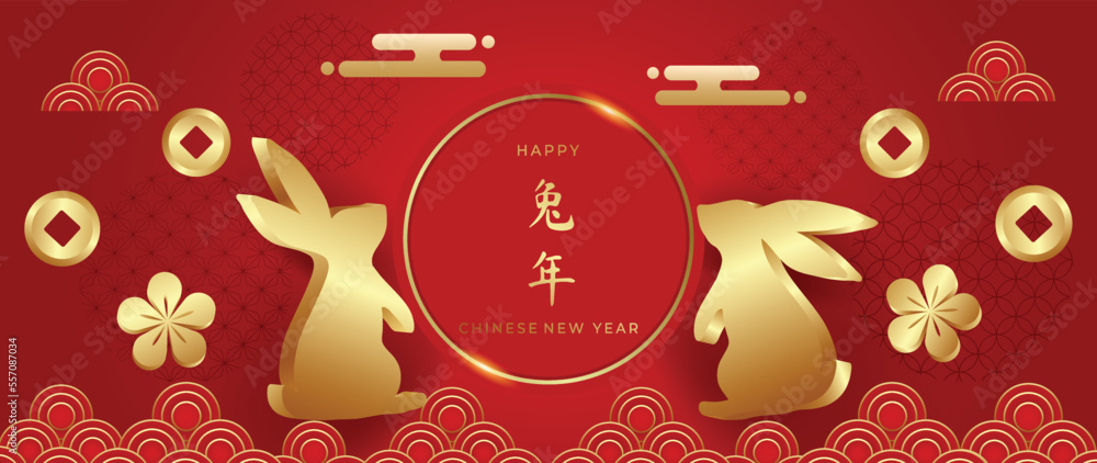 Chinese new year of the rabbit luxury background vector. Realistic 3D ...