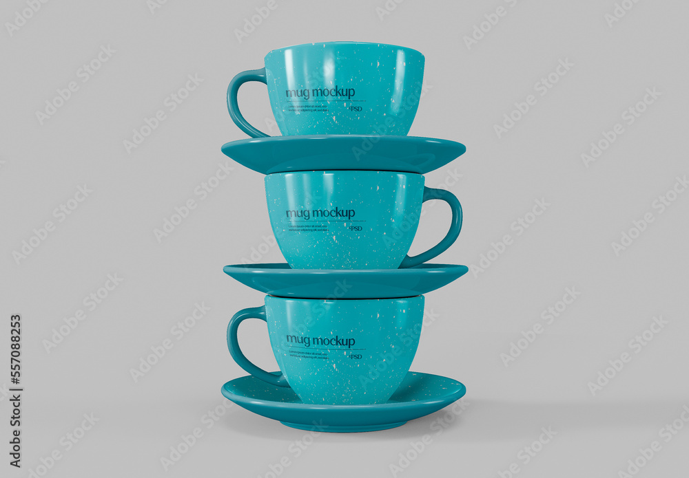 Three Stacked Mugs Mockup Stock Template | Adobe Stock