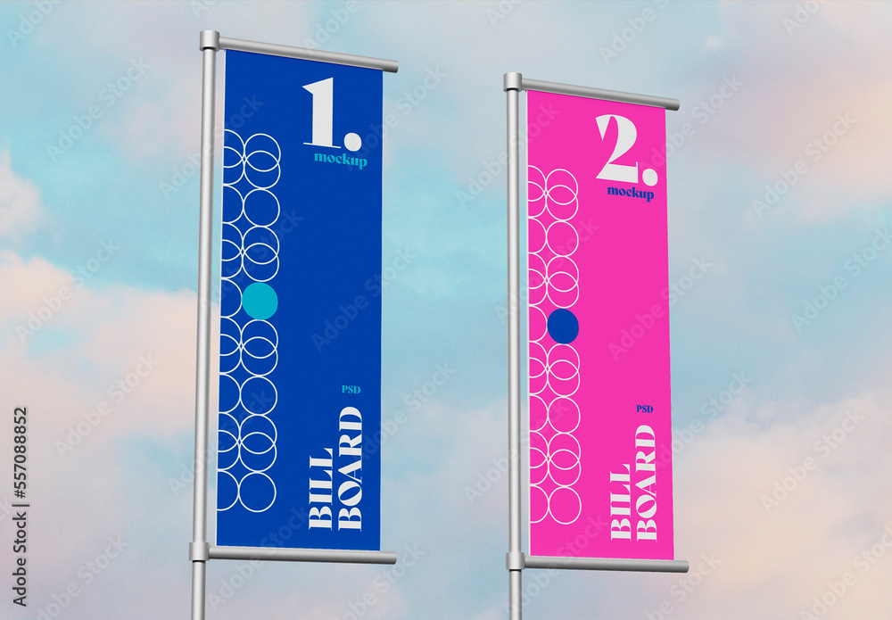 Street Pole Banners Mockup Stock Template | Adobe Stock