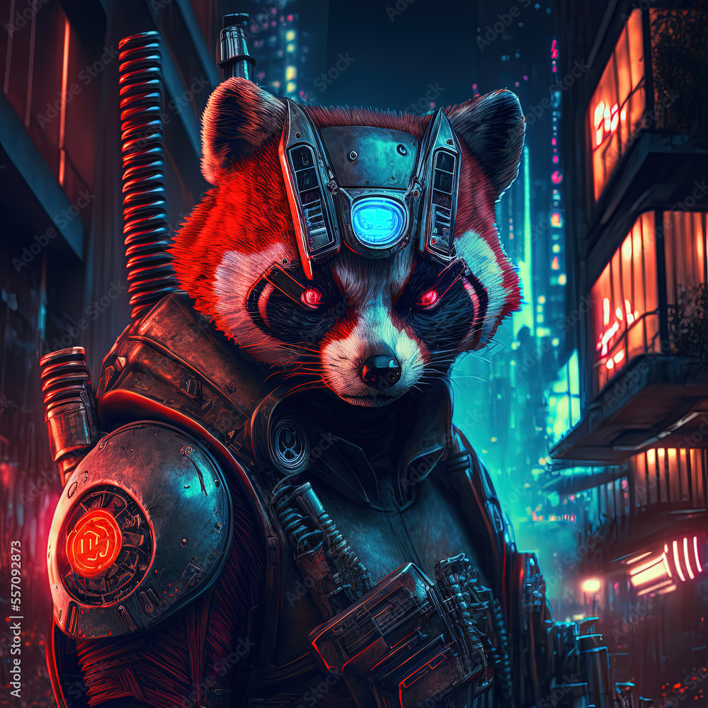 Gamer Avatar, Cyber Red Panda, generative ai Stock Illustration | Adobe ...