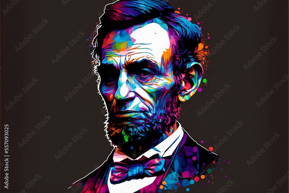 portrait illustration of abraham lincoln colorful artistic ilustração ...