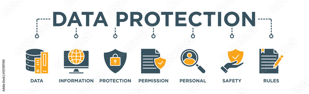 Data protection banner web icon vector illustration concept with icon ...