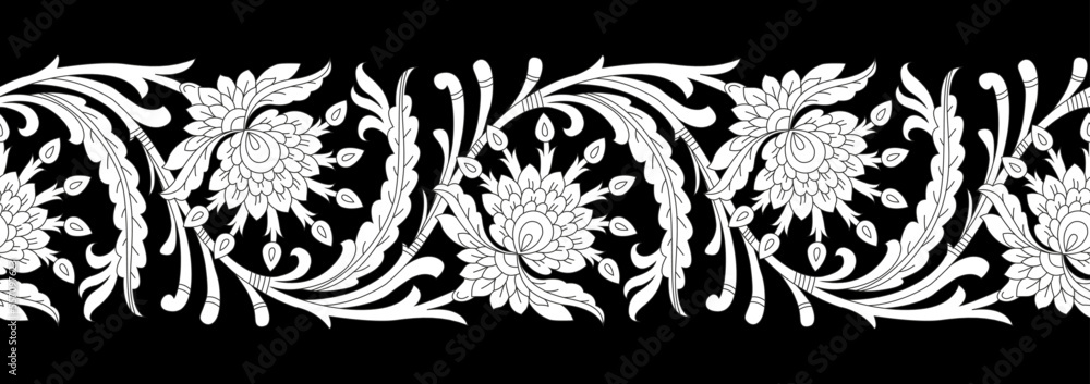 Vector tile-able floral border design Stock Vector | Adobe Stock