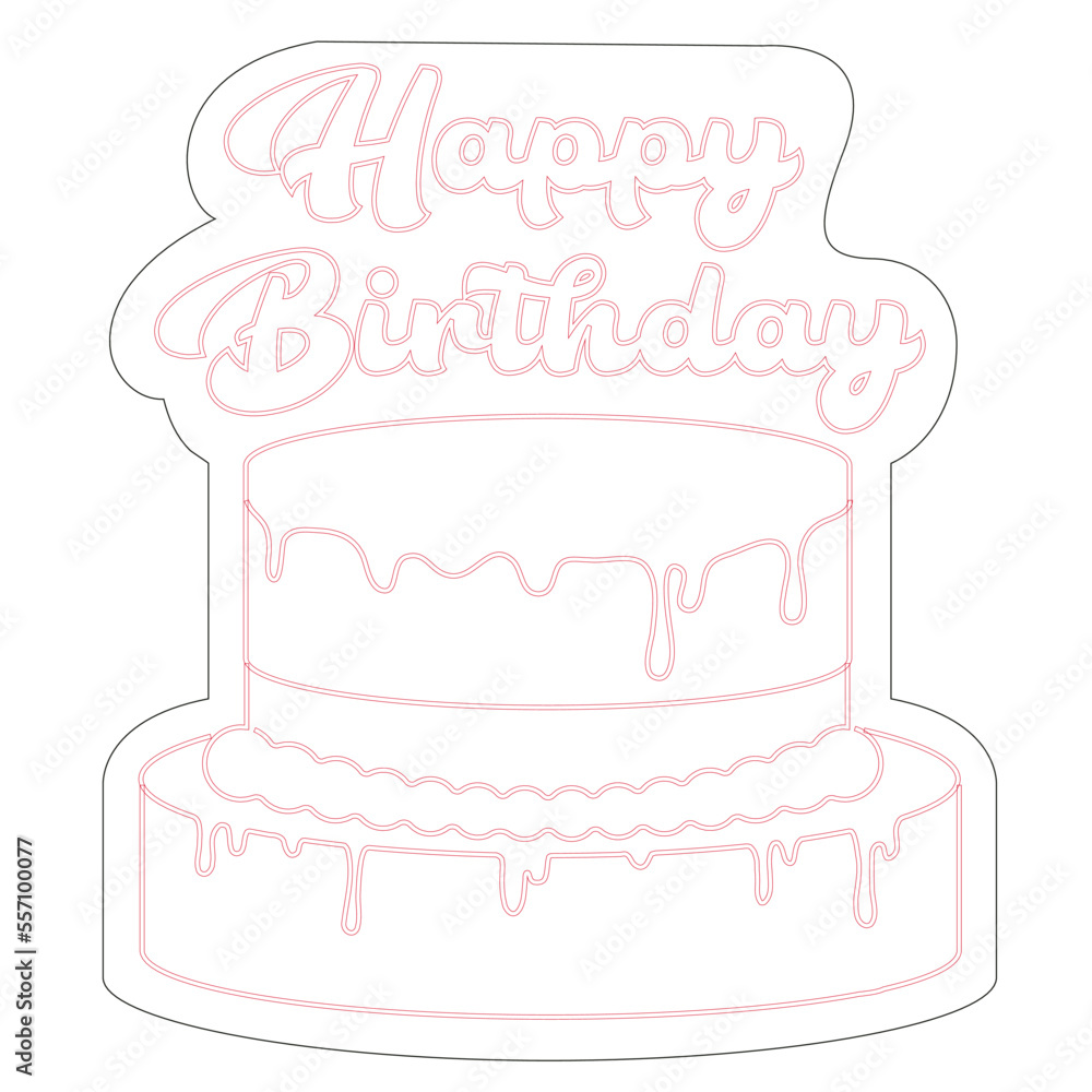 pastel de cumpleaños para letrero led Stock Vector | Adobe Stock