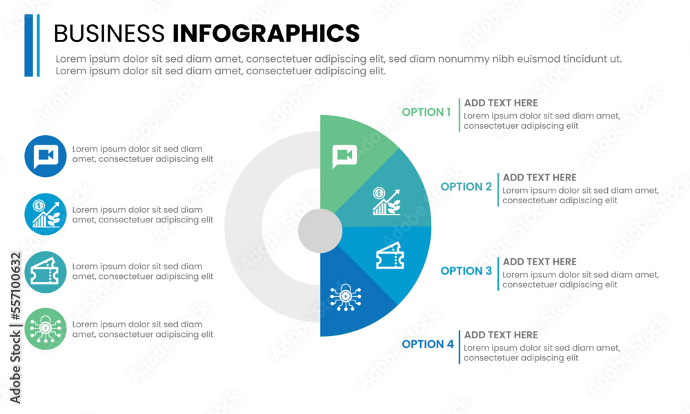Business Infographics 4 steps, Colorful abstract design element. Vector ...