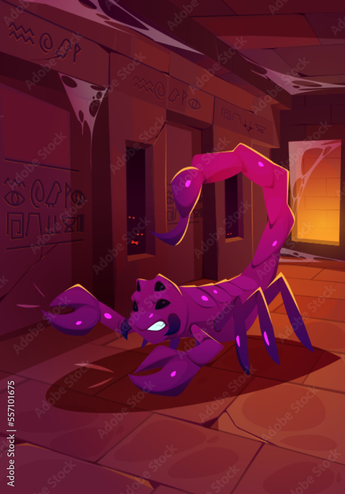 Monster scorpion inside ancient Egyptian pyramid. Abandoned pharaoh ...