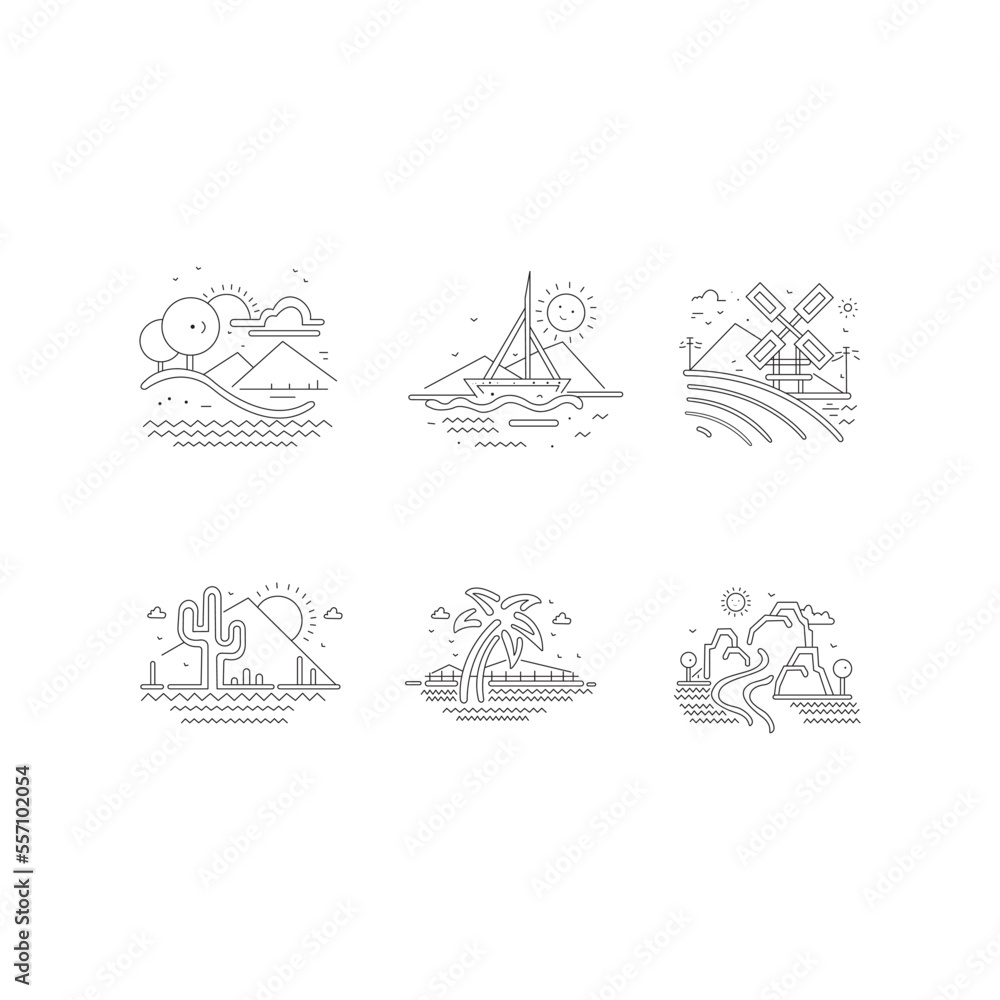 Design a illustrator vector of Sceneries. Sceneries Clip art Set ...