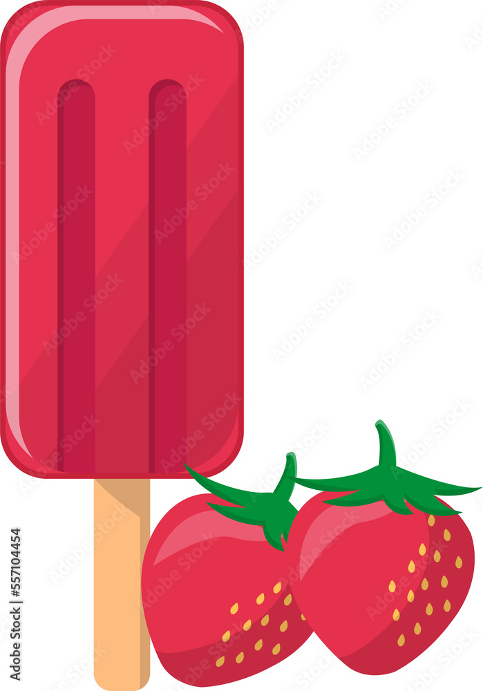 Cartoon comic vector of strawberry popsicle Stock Illustration | Adobe ...