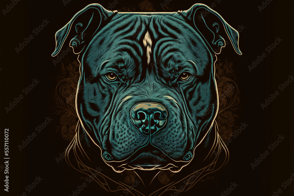 American bully illustration, a common companion dog breed in the United ...
