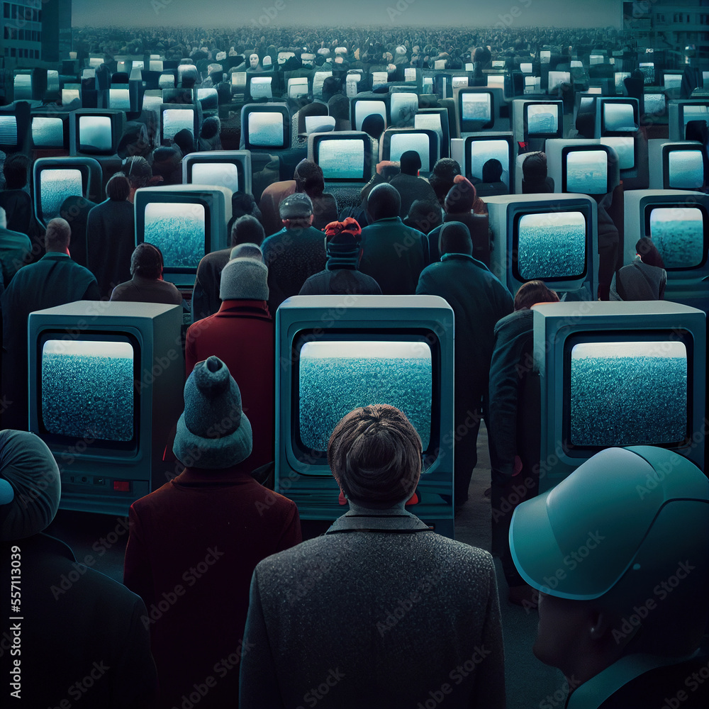 people watching TV, zombie concept. Generative Ai Stock Illustration ...