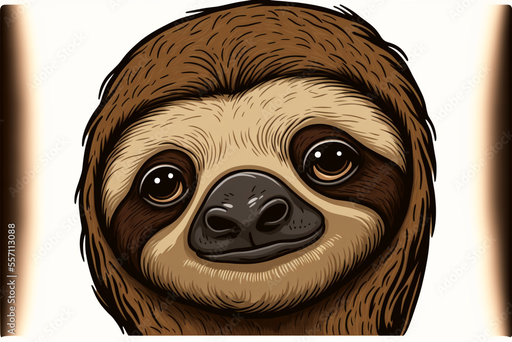 Sloth face vector illustration for logo or design. Generative AI. Stock ...