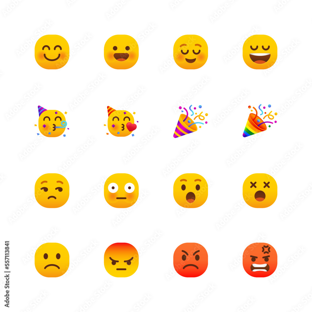 Rounded Emoji Icons Set Stock Vector | Adobe Stock