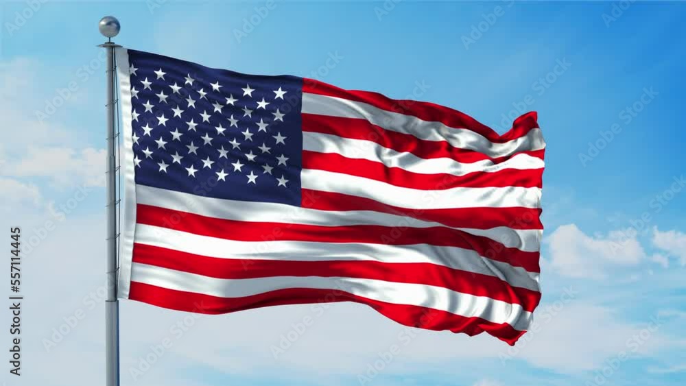 American Flag Loop. Independence Day USA. Realistic 4K. 30 fps flag of ...
