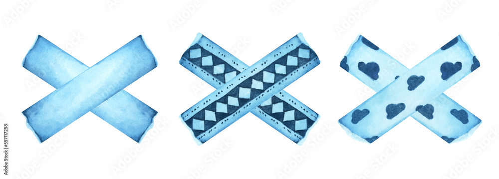Set of Cross Tape Strips. Isolated on white background. Torn Stickers ...