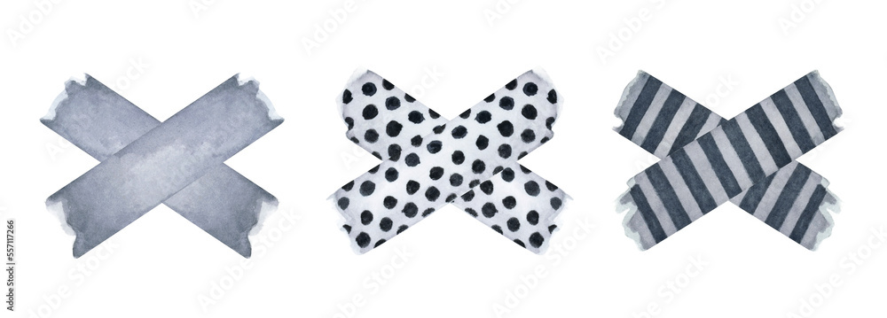 Set of Cross Tape Strips. Isolated on white background. Torn Stickers ...