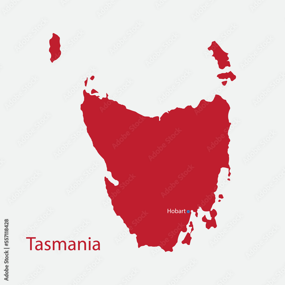 Tasmania map with capital Hobart, Vector illustration. Stock Vector ...