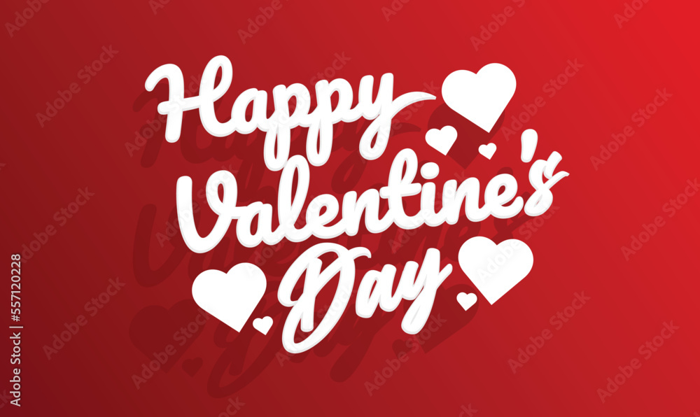 Happy Valentines Day 2023 Text Card Vector Typography Heart Banner