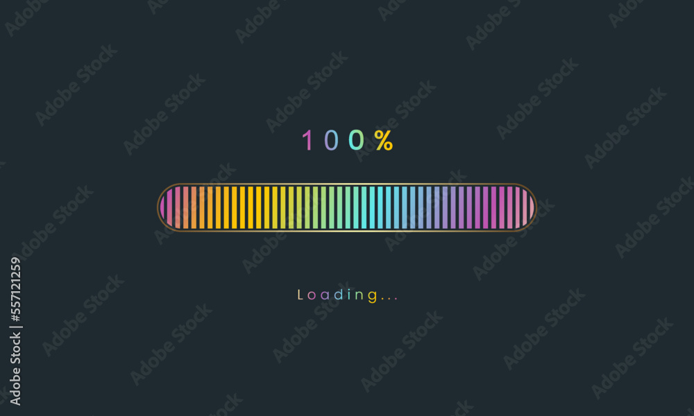 100 percent rainbow downloading bar, loading bar, banner for user ...