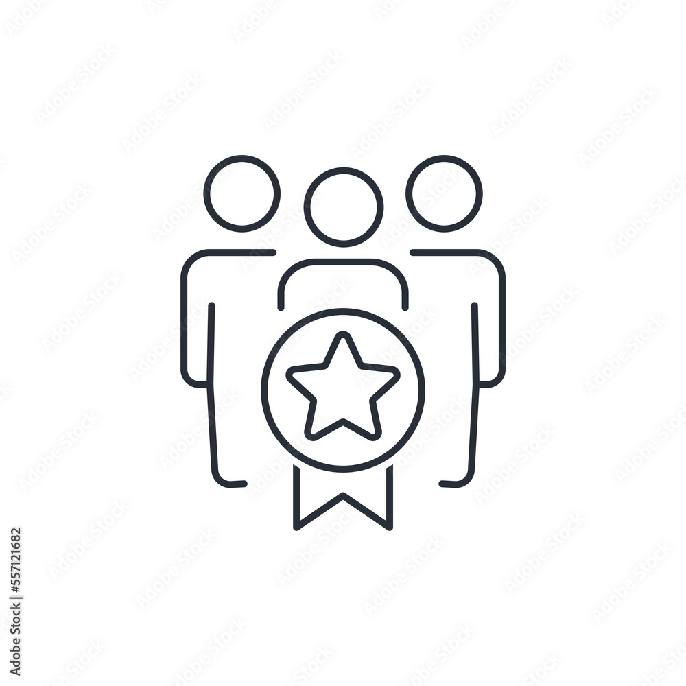 Team achievement. Group award.Vector linear icon isolated on white ...