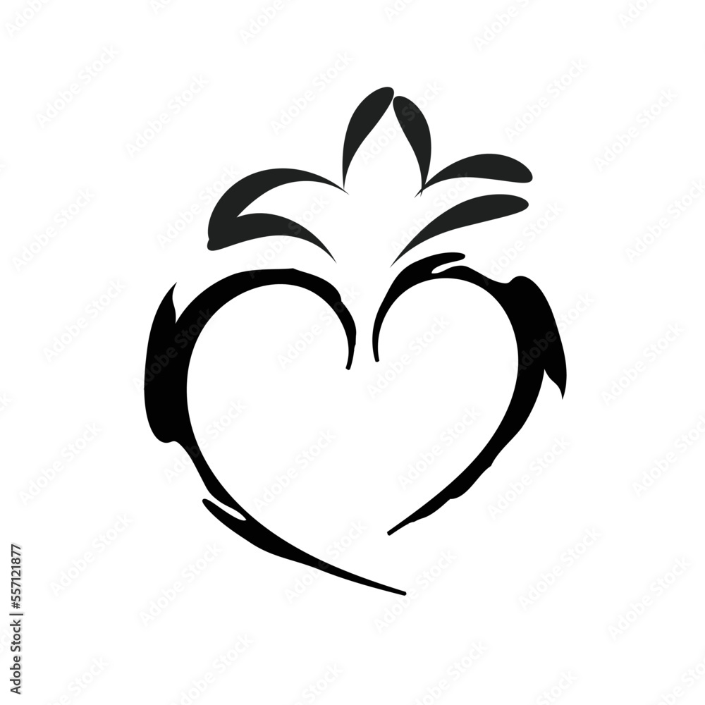 Hand drawn crowned heart. Doodle princess, king and queen crown on ...