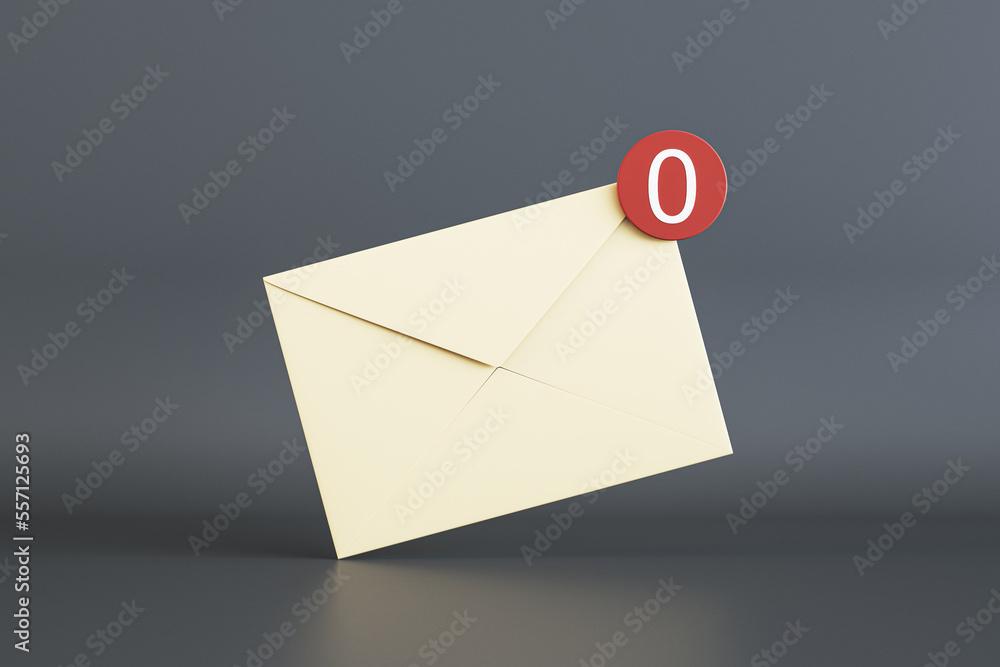 No messages or notification concept with front view on beige email ...