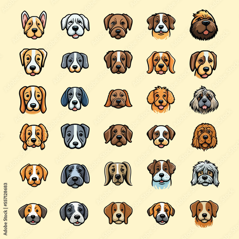 A Vaious of Dog Faces, Different breeds, Different Mood emotional in ...