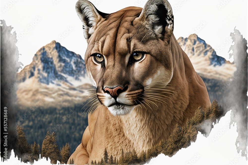 Animal - shaped picture of the forest - transparent background cougar ...