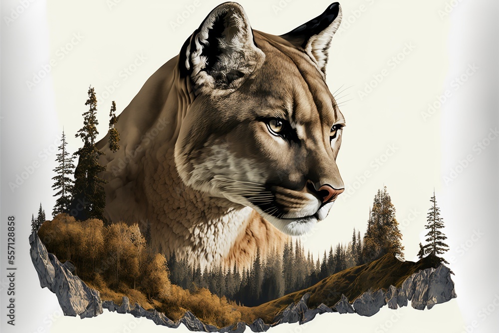 Animal - shaped picture of the forest - transparent background cougar ...