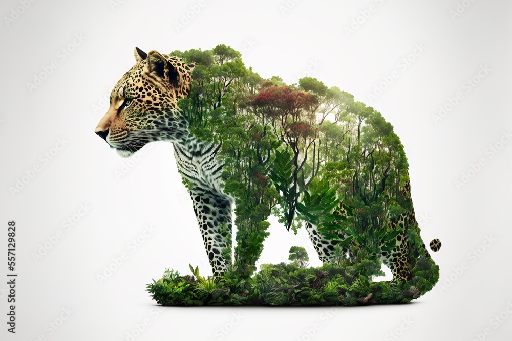 Animal - shaped picture of the forest - transparent background jaguar ...
