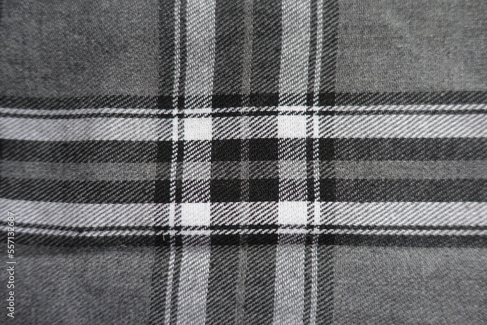 Texture of gray, black and white cotton flannel tartan fabric Stock Photo | Adobe Stock