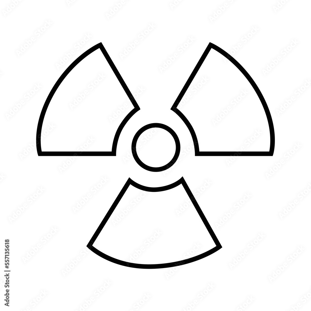 Outline symbol of radiation. Nuclear explosion danger and toxic with ...