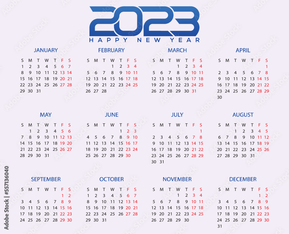 Calendar 2023 with simple and modern design template. calendar 2023 ...