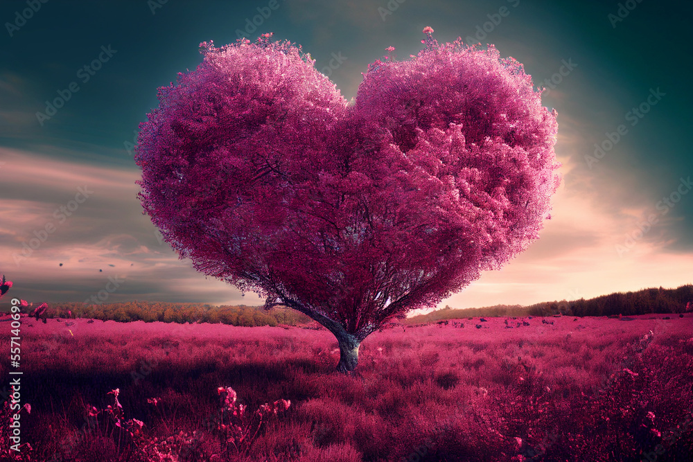 Heart tree. Red heart shaped tree. Valentine background. Love ...
