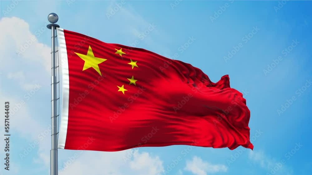 China Flag Loop. Realistic 4K. 30 fps flag of the China. Chinese flag ...