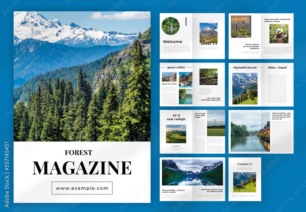 Forest Magazine Layout Stock Template | Adobe Stock