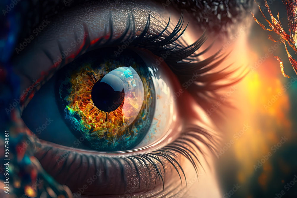 Generative AI. An amazing picture of the eyeball with the cosmos inside ...