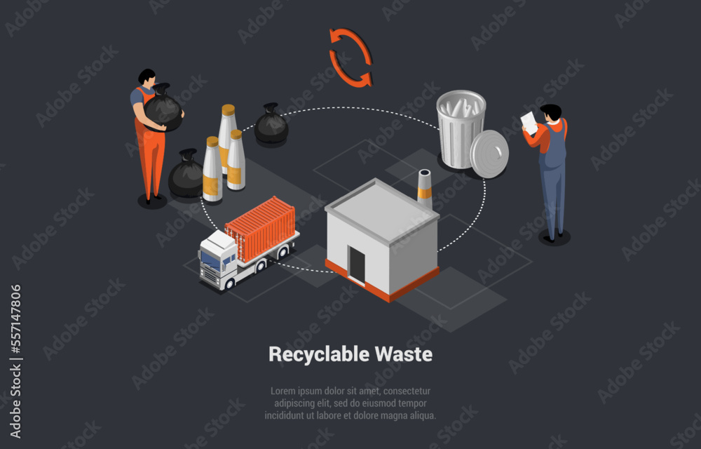 Garbage Recycle Process. Workers Collecting, Sorting Garbage ... Garbage Recycle Process. Workers Collecting, Sorting Garbage ...