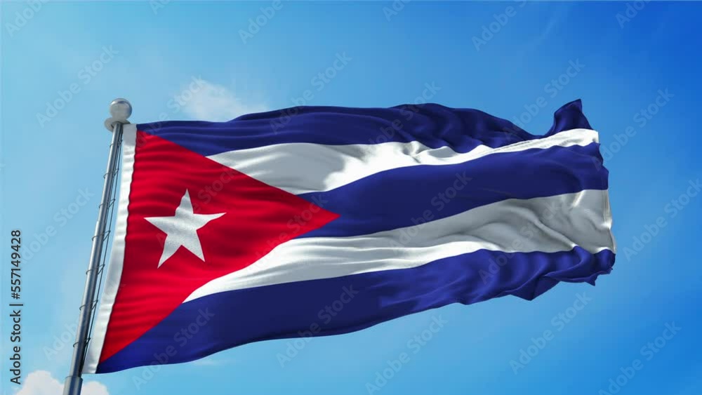 Cuba Flag Loop. Realistic 4K. 30 fps flag of the Cuban. Cuba flag ...