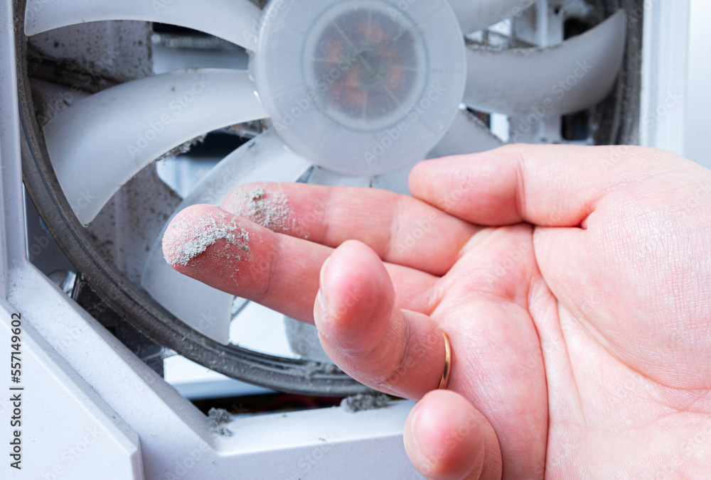 Fingers shows pile of PC dust. Dirty computer case, time to clear your ...