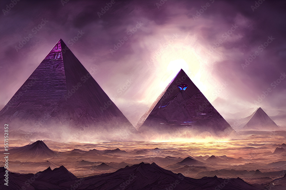 Background 3d drawing of pyramids at night Image generated by AI Stock ...