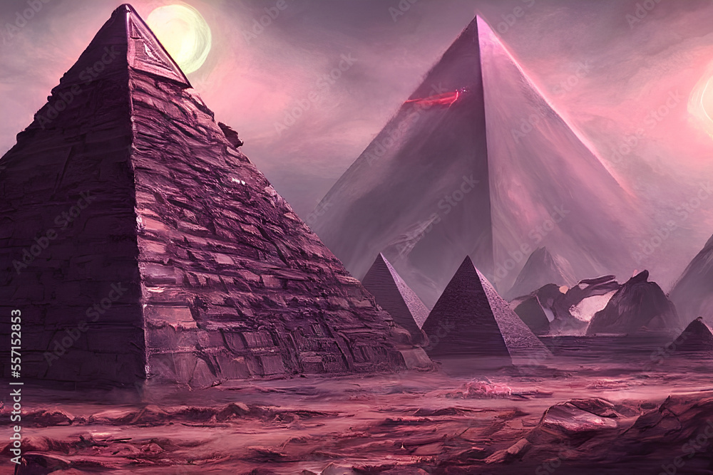 Background 3d drawing of pyramids at night Image generated by AI Stock ...