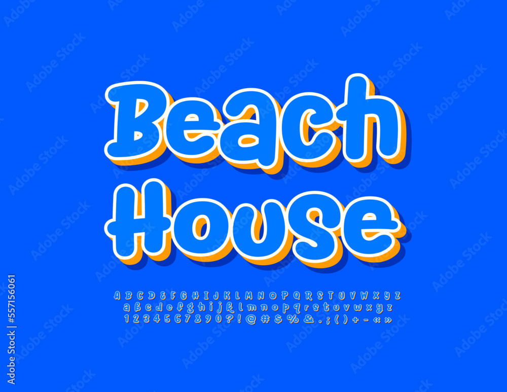 Vecteur Stock Vector playful Emblem Beach House. Bright creative 3D ...