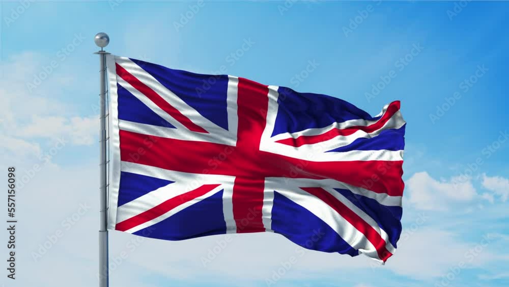 England Flag Loop. Realistic 4K. 30 fps flag of the UK. United Kingdom ...
