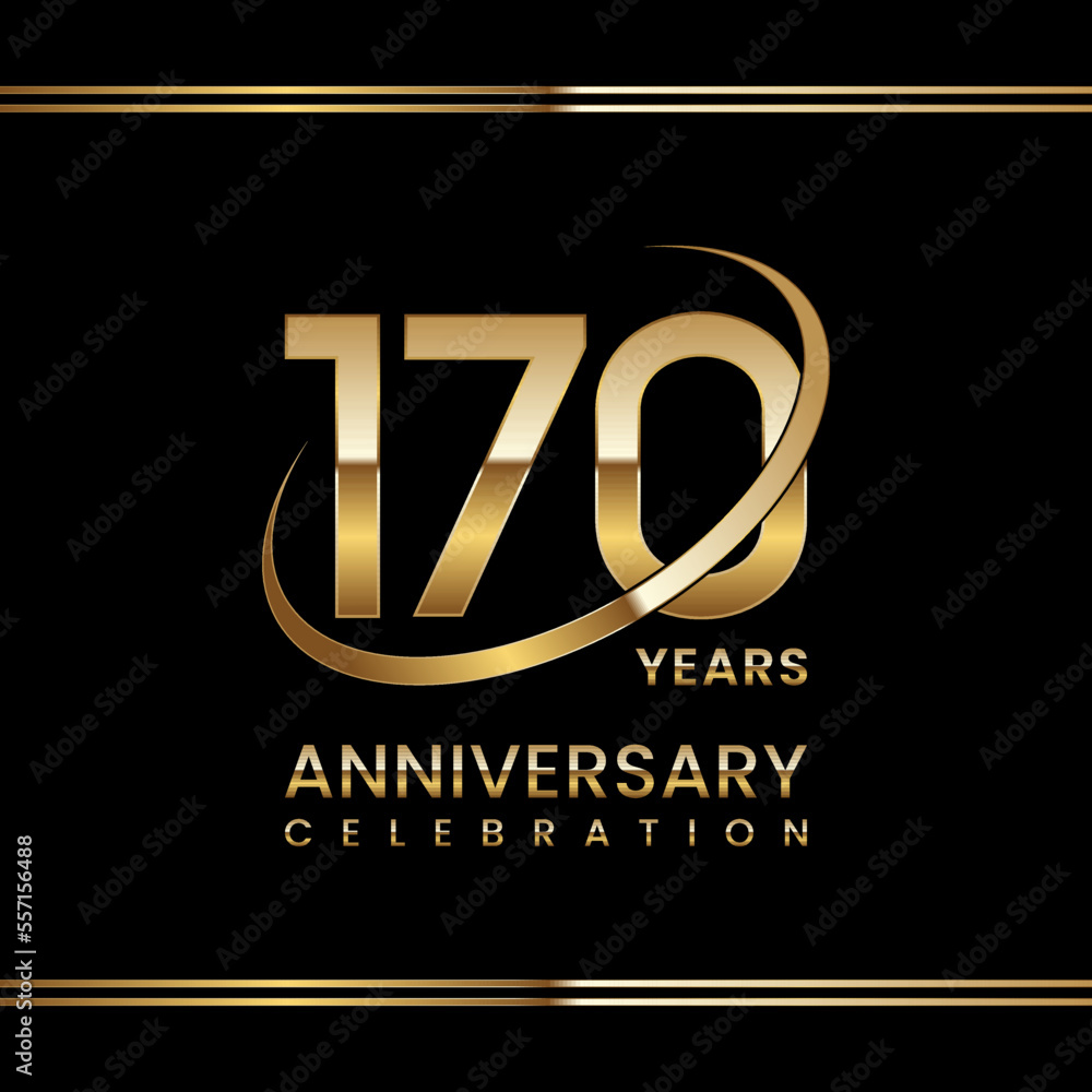 170th Anniversary logo design with golden ring. Logo Vector ...