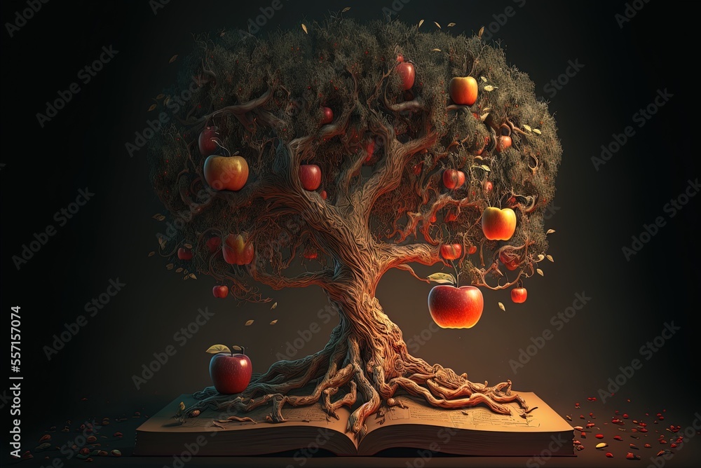 Symbolic Fruit from the Tree of Knowledge. Generative AI Stock ...