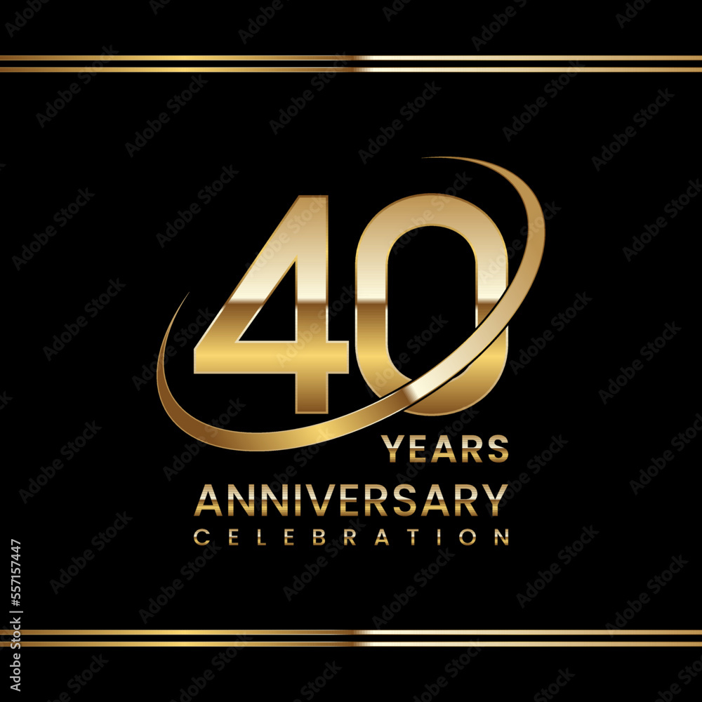 40th Anniversary logo design with golden ring. Logo Vector Illustration ...