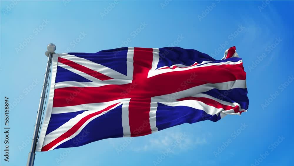 England Flag Loop. Realistic 4K. 30 fps flag of the UK. United Kingdom ...