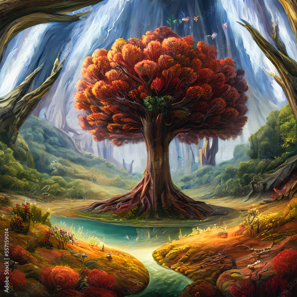 Majestic painting portrays the last tree of life on Earth, standing ...