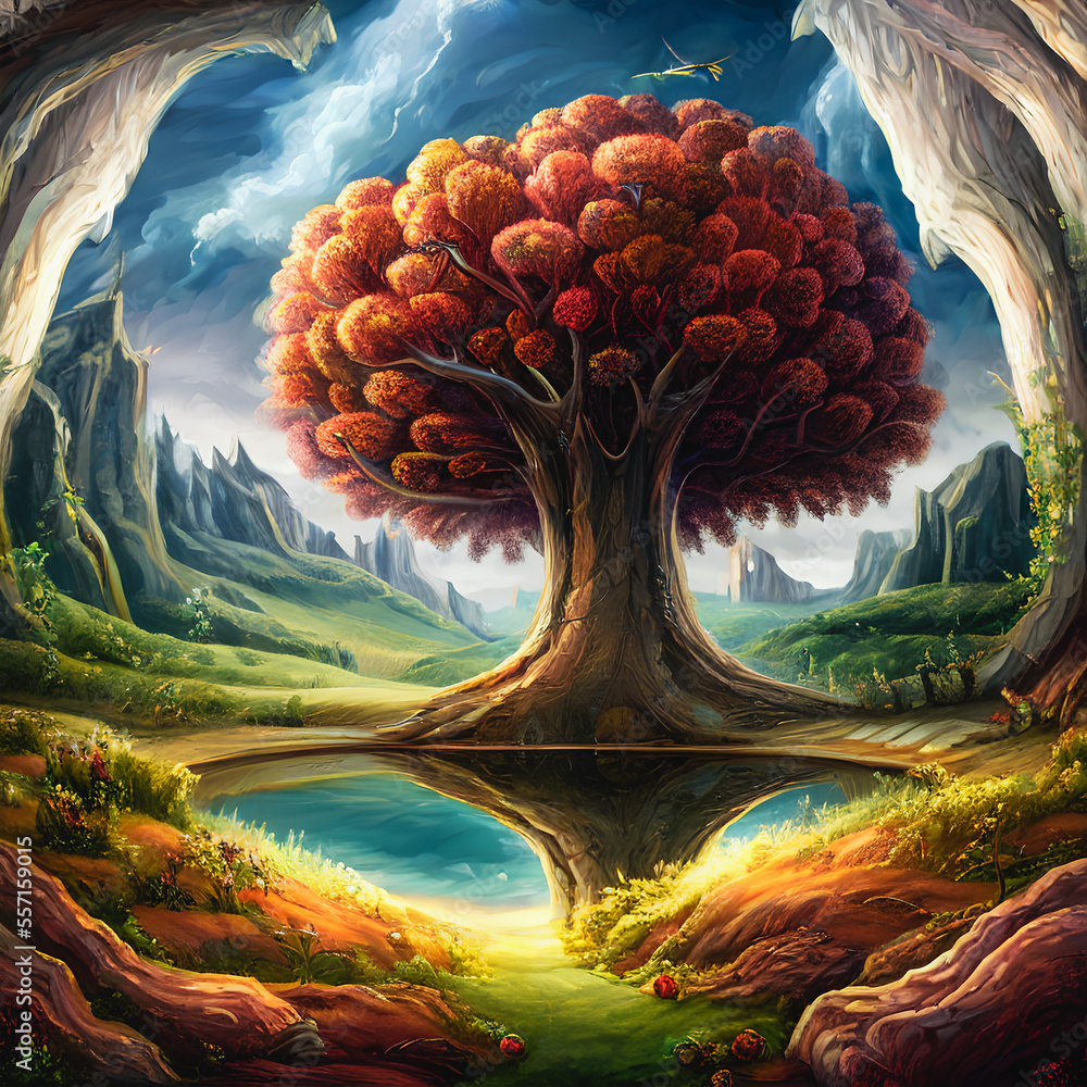 Majestic painting portrays the last tree of life on Earth, standing ...